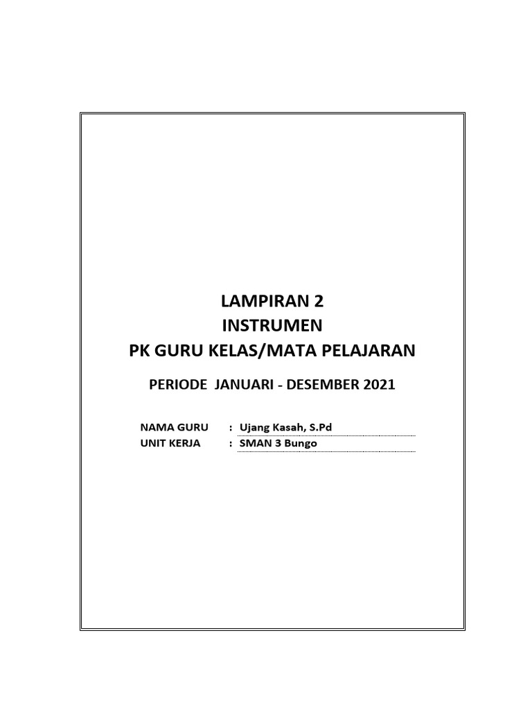 Form PKG Mapel - Dian Kurniawan, S.pd-Tahun 2021 | PDF