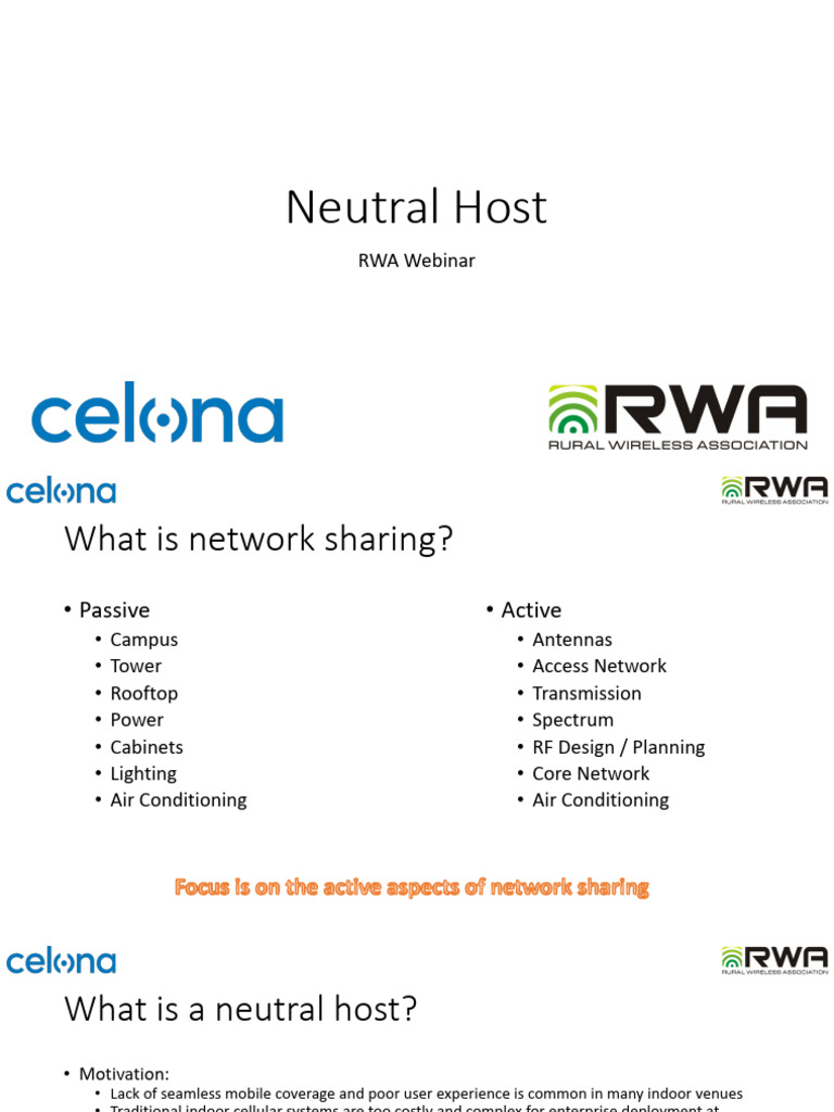 RWA Neutral Host Webinar | PDF | Computer Network | Digital Technology