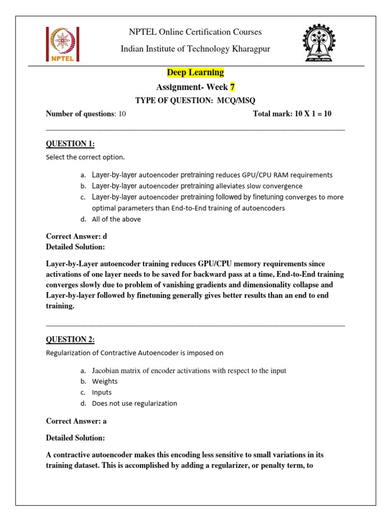 DL - Assignment 7 Solution | PDF | Principal Component Analysis | Applied Mathematics