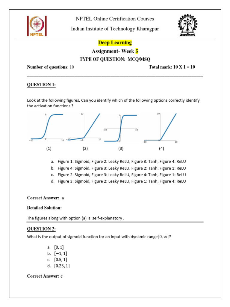 DL - Assignment 5 Solution | PDF | Artificial Neural Network | Cognitive Science