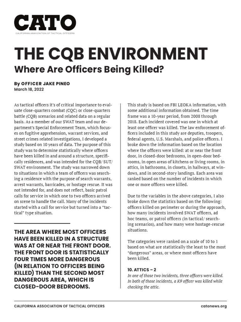 CATO - The CQB Environment - Officer Jake Pine | PDF | Swat | Law ...