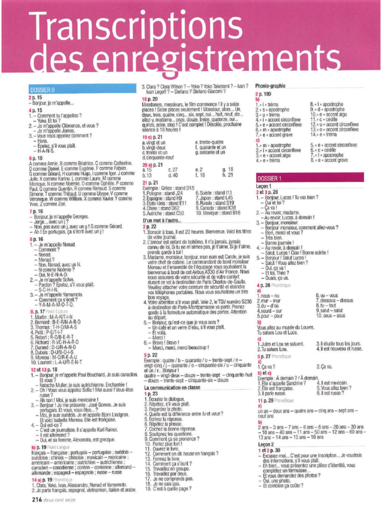 Alter Ego - Plus - A1 - Transcriptions | PDF