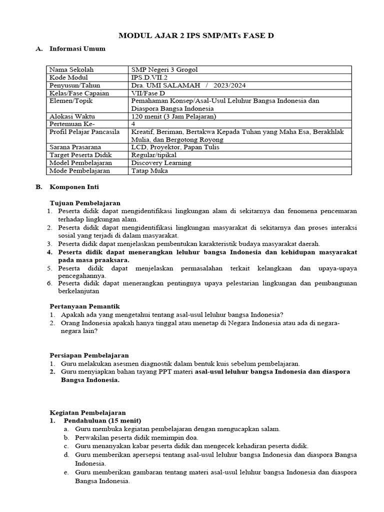 Ips SMP Kelas Vii - Modul Ajar 2.4 (Bab 2) | PDF | Karier & Perkembangan | Kajian Bahasa Asing