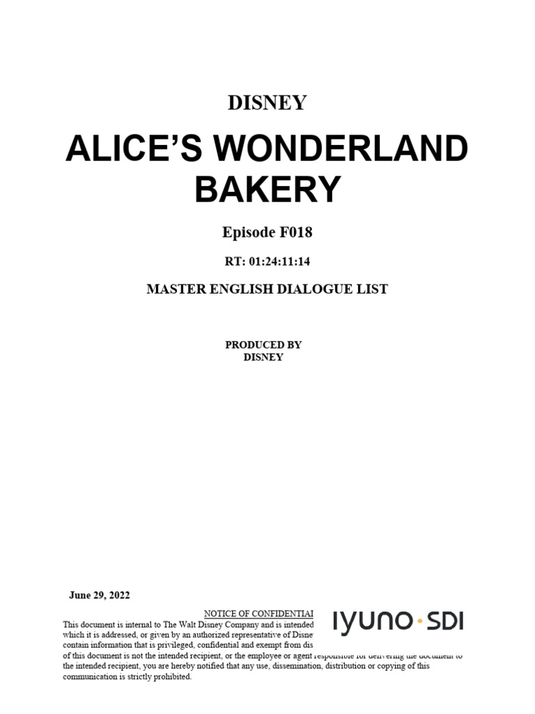 DialogueList - Alice's Wonderland Bakery - F018 - Final - 06292022 ... DialogueList - Alice's Wonderland Bakery - F018 - Final - 06292022 ...