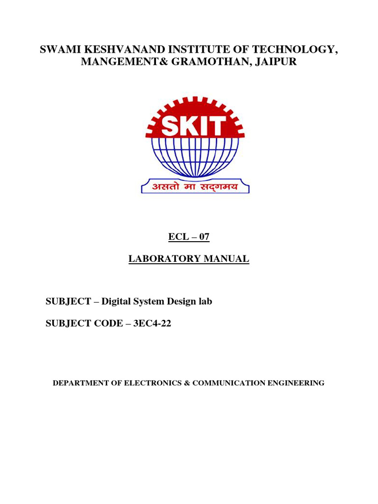 3EC4-22 - Digital System Design Lab | PDF | Logic Gate | Digital Electronics