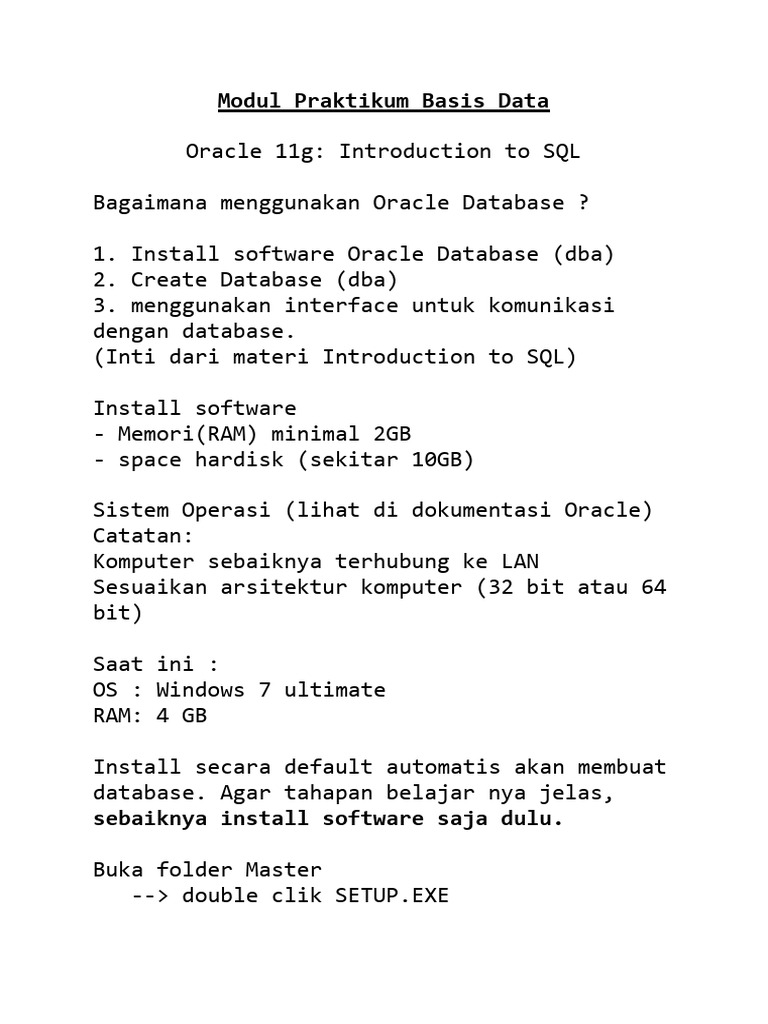 Modul Praktikum 1 Sistem Basis Data | PDF | Komputer | Teknologi & Rekayasa