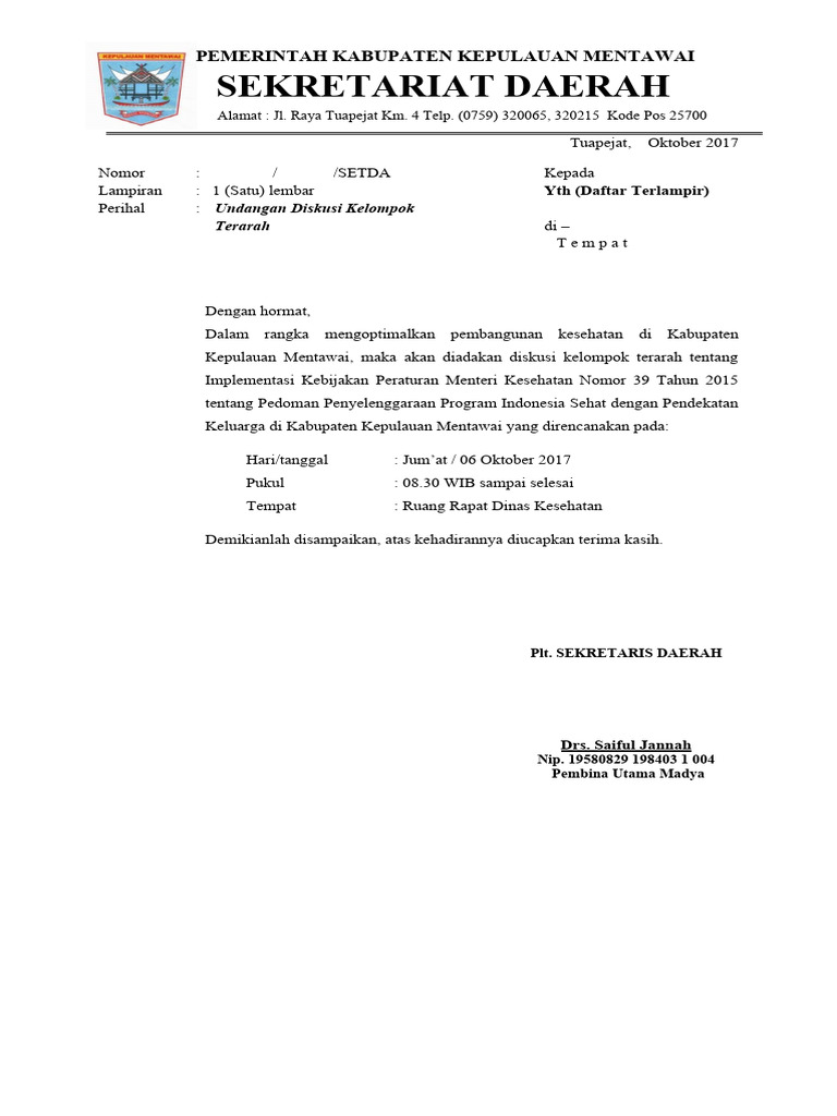 Surat Undangan SETDA | PDF