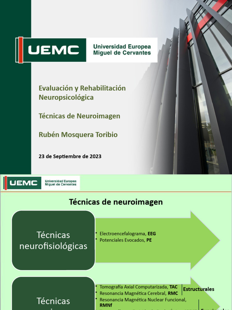 Presentación Técnicas Neuroimagen (6) | PDF | Neuroimagen | Tomografía de emisión de positrones