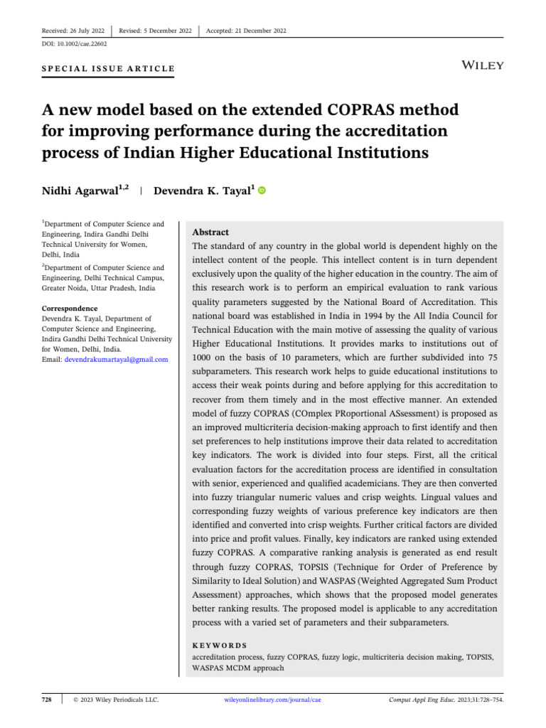 A New Model Based On Extended COPRAS Method | PDF | Fuzzy Logic ...