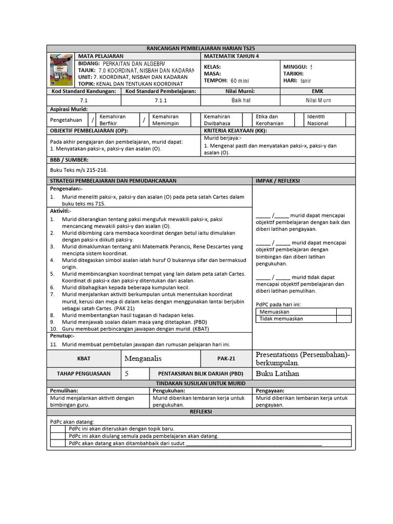 Rancangan Pembelajaran Harian TS25 5 | PDF | Karier & Perkembangan | Metode & Bahan Ajar