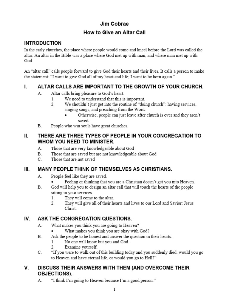 How To Give An Alter Call | PDF | Jesus | Born Again