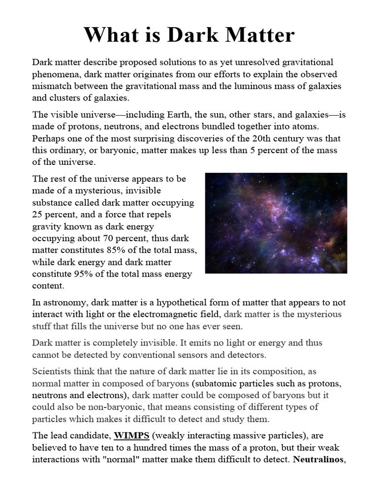 Phy Project On Dark Matter and Dark Energy | PDF | Dark Matter | Universe