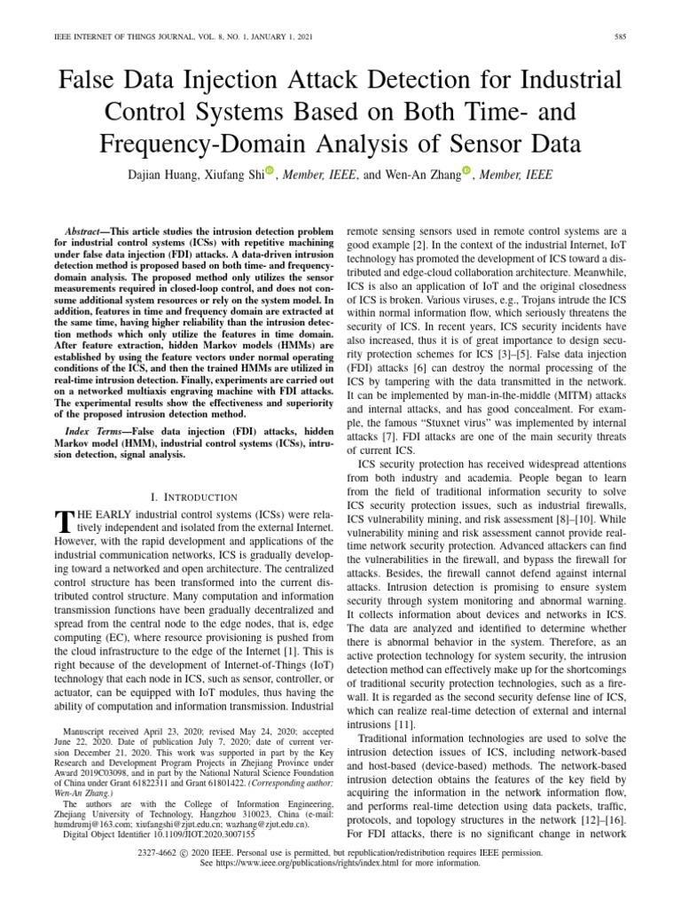 False Data Injection Attack Detection For Industrial Control Systems ...
