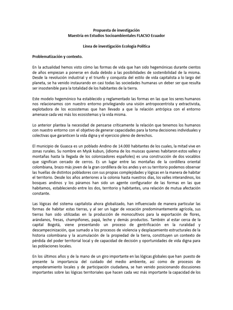 Propuesta de Investigación Flacso | PDF | Conocimiento | Ecuador