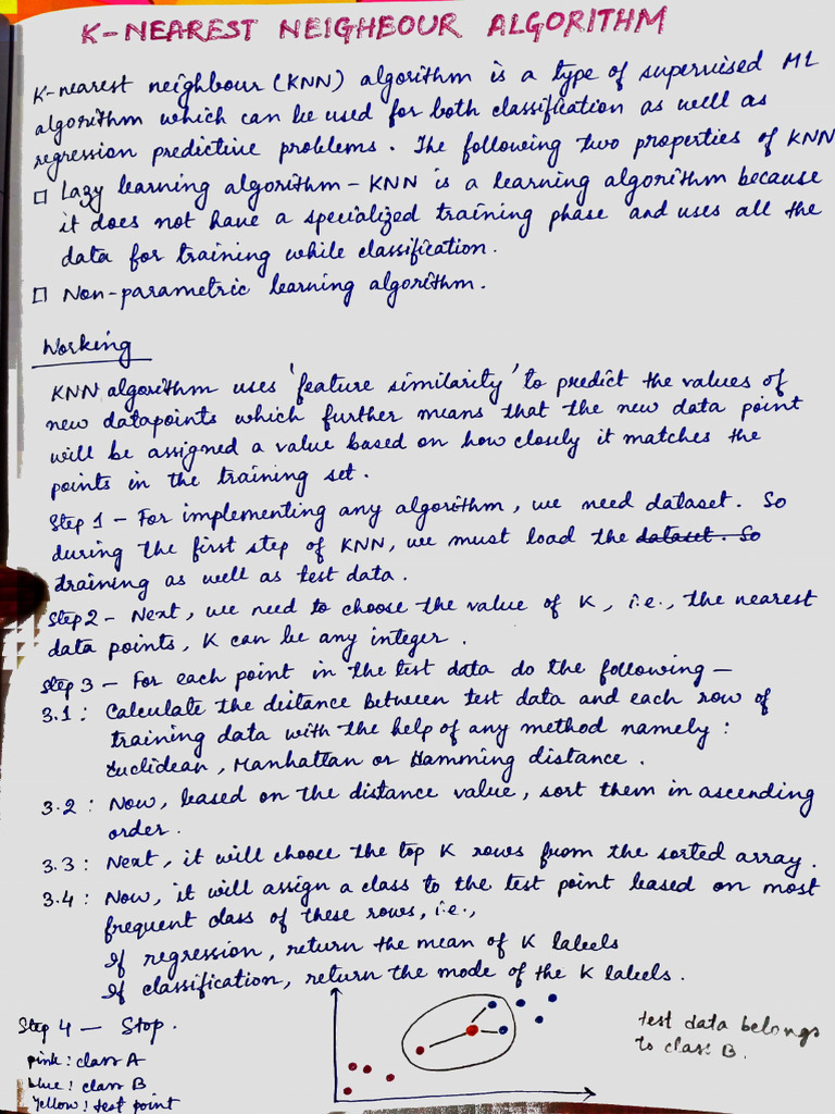 K Nearest Neigheour Algorithm Notes | PDF | Data Analysis | Computer Data K Nearest Neigheour Algorithm Notes | PDF | Data Analysis | Computer Data