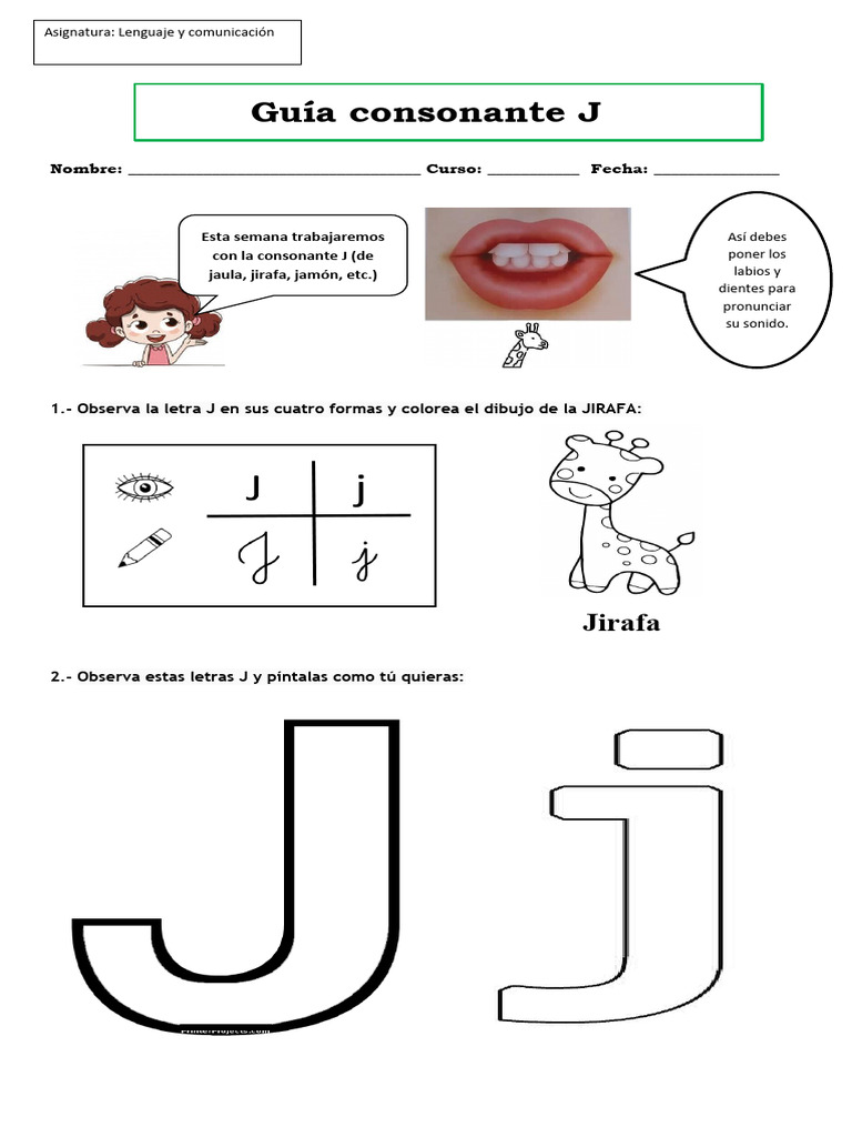 Actividades con la letra J para niños | PDF | Lingüística