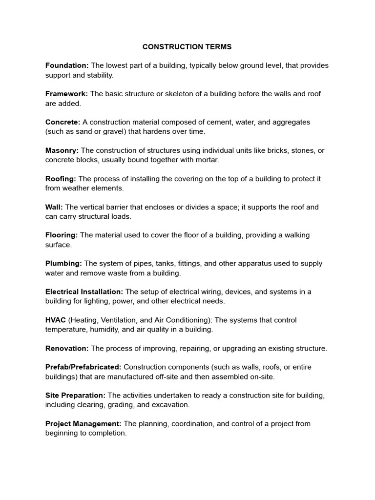 Construction Terms | PDF