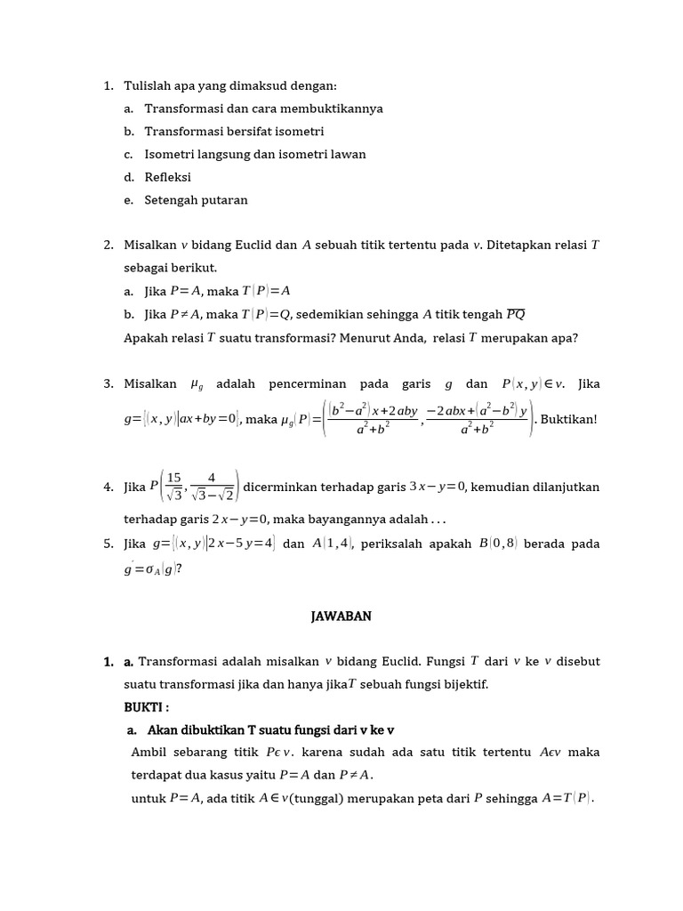 Transformasi Geometri dan Isometri | PDF