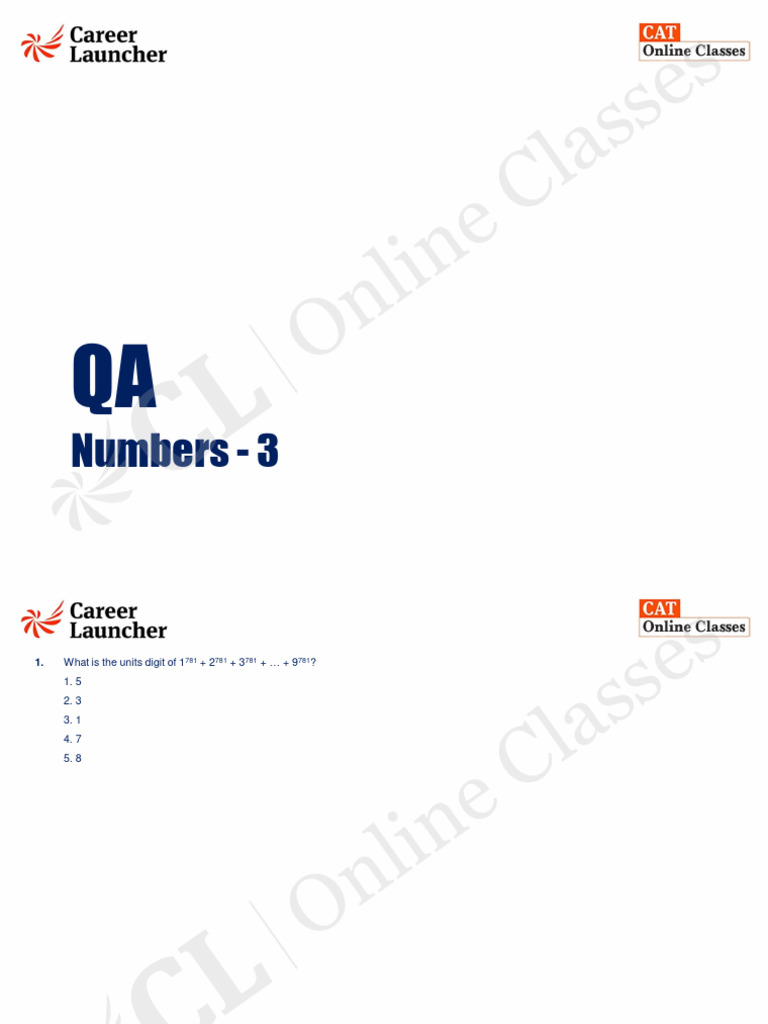 QA 19 Numbers - 3 Q Solved | PDF | Numbers | Mathematical Notation