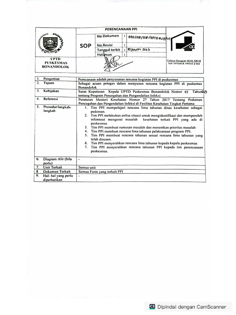 5.5.1 A3-4 SOP Perencanaan Dan Pelaksanaan PPI | PDF