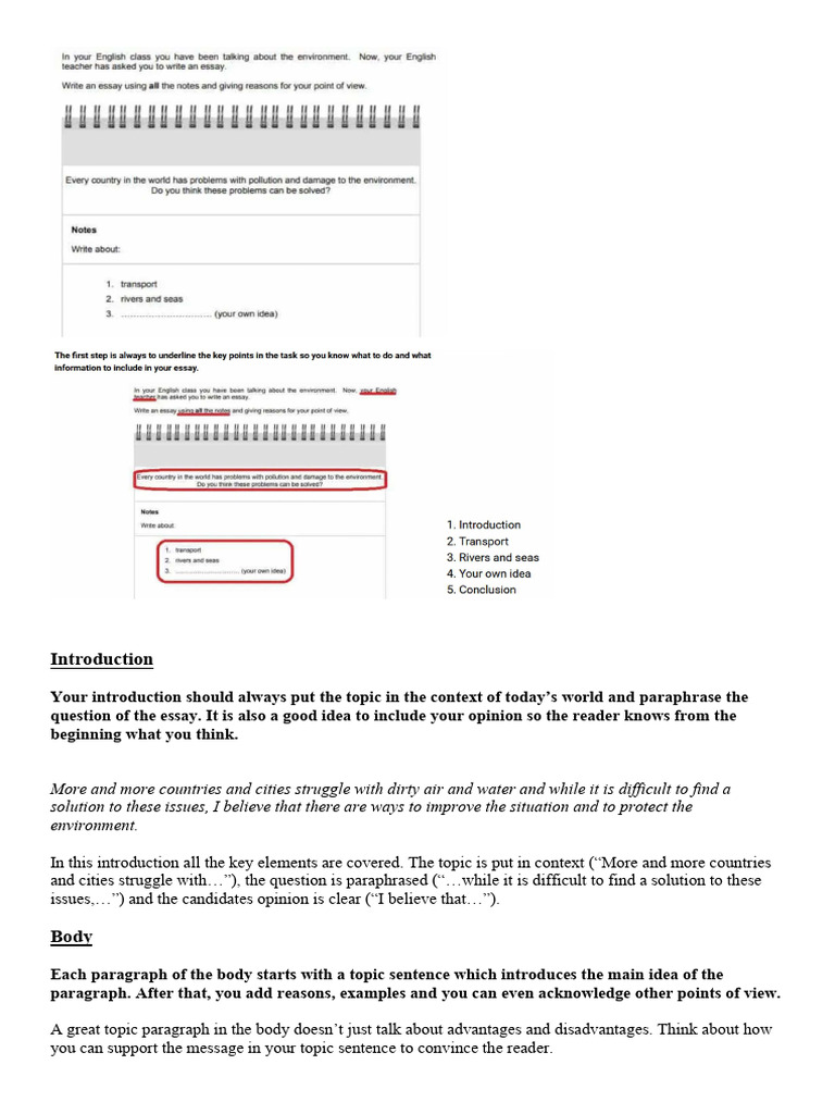 Essay B2 - Planning - Environment | PDF | Paragraph