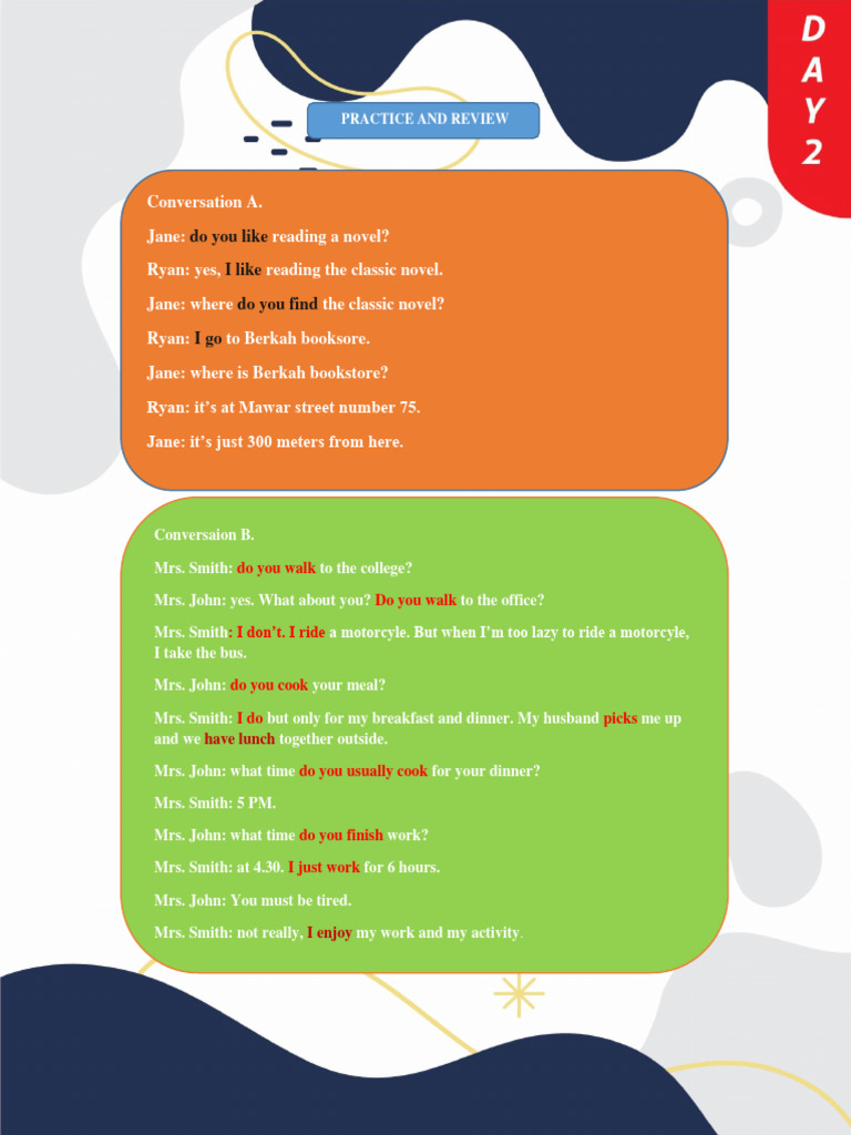 Day 2 - Practice - Simple Present | PDF