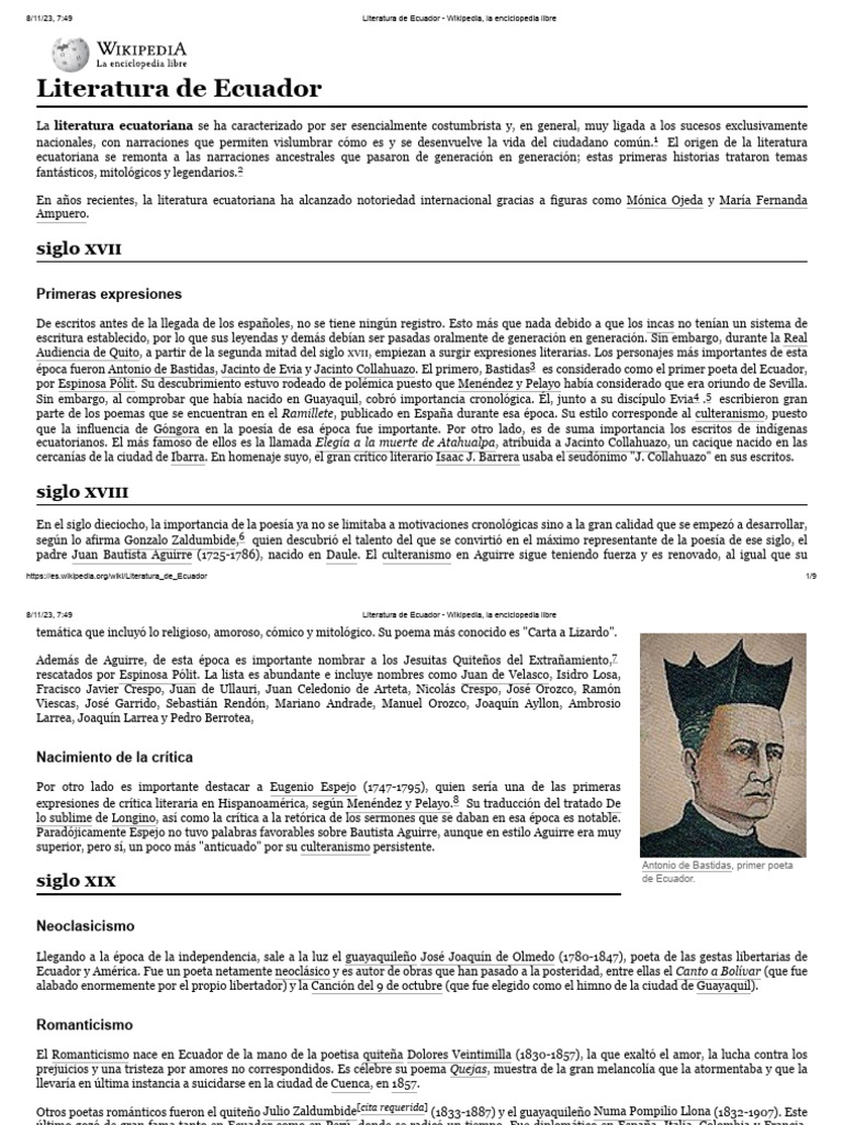 Literatura ecuatoriana: historia y autores | PDF | Ecuador