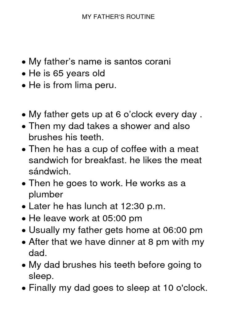 Daily Routine of My Father | PDF