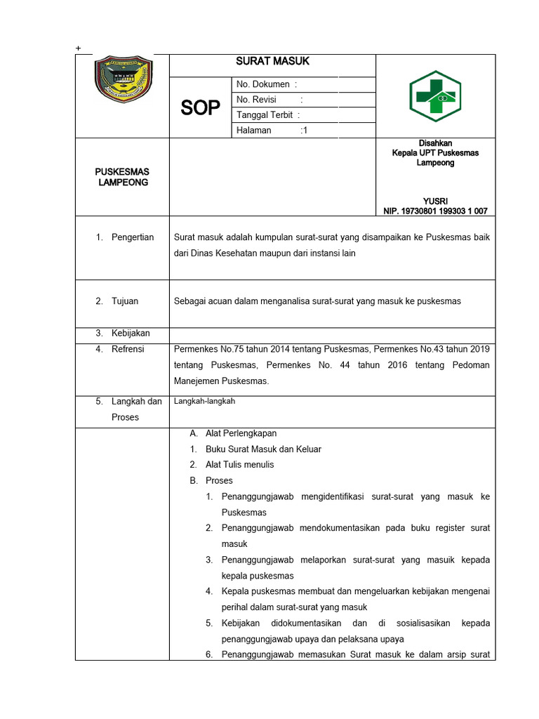 SOP Tata Usaha | PDF