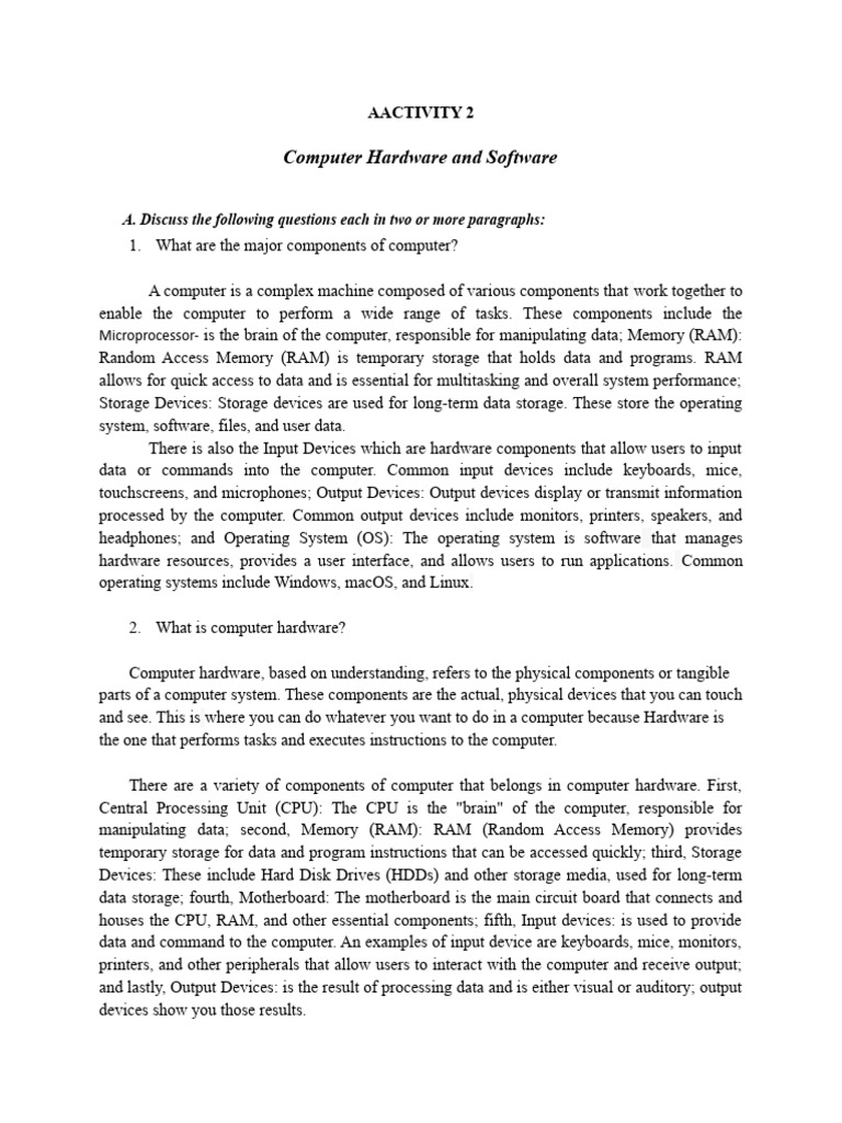 Hardware and Software | Download Free PDF | Input/Output | Operating System