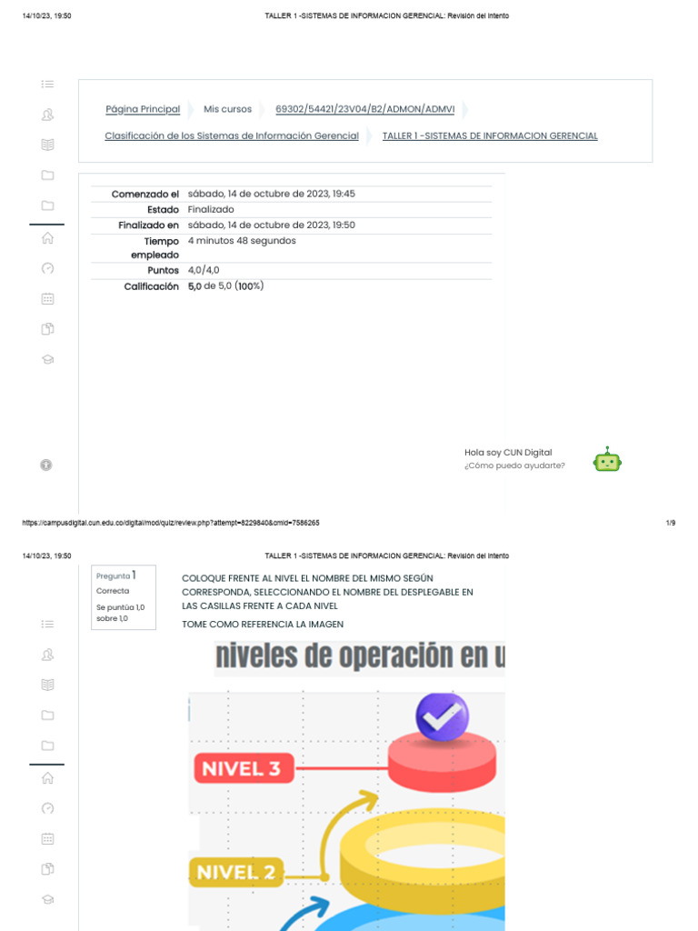 TALLER 1 - SISTEMAS DE INFORMACION GERENCIAL - Revisión Del Intento | PDF | Planificación ...