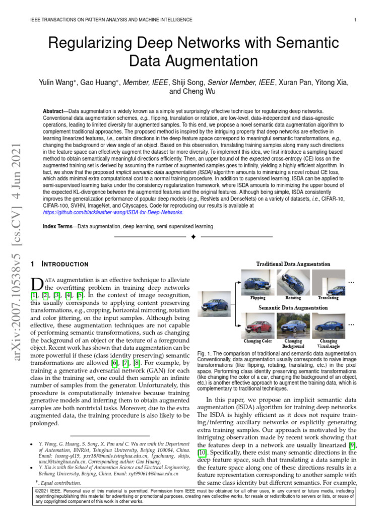 Regularizing Deep Networks With Semantic Data Augmentation | PDF ...