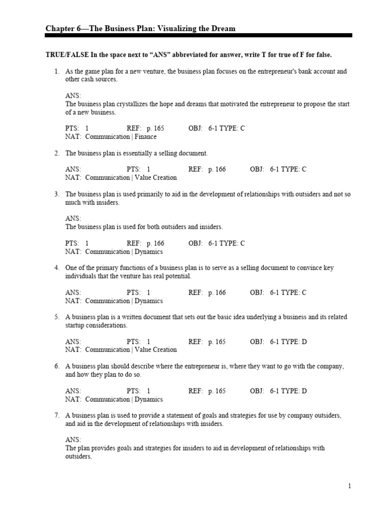 Essentials of a Business Plan | PDF | Entrepreneurship | Business Plan