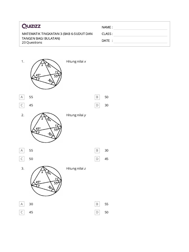 Matematik Tingkatan 3 (Bab 6-Sudut Dan Tangen Bagi Bulatan) | PDF