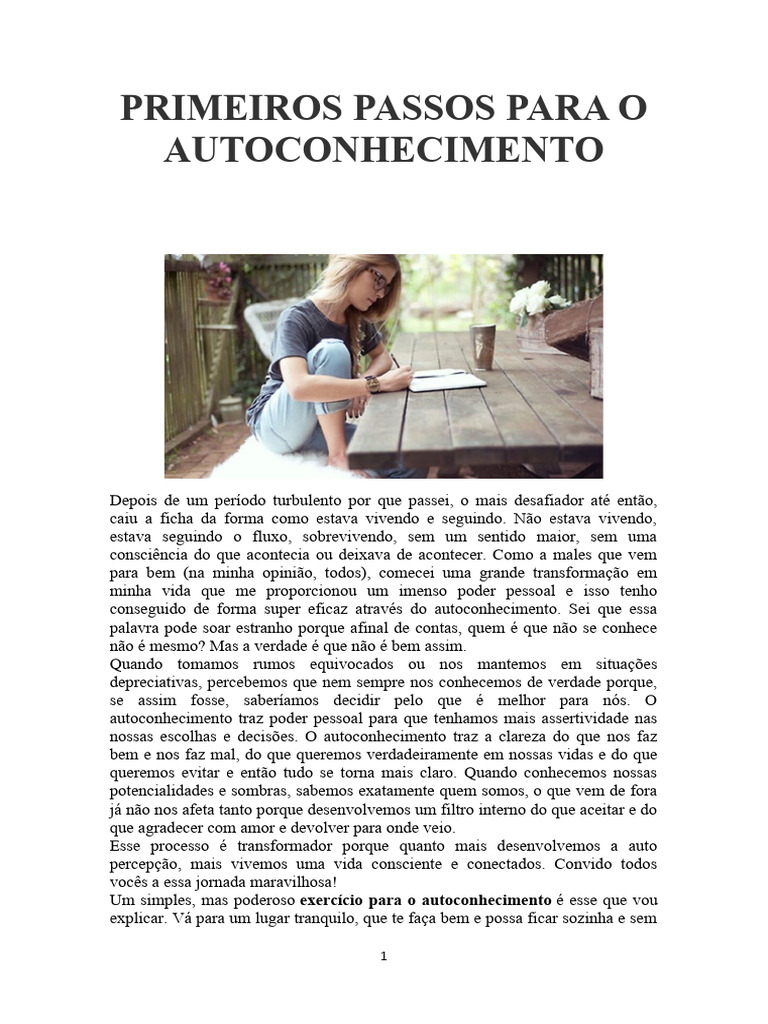 Primeiros Passos para o Autoconhecimento | PDF | Vida | Verdade