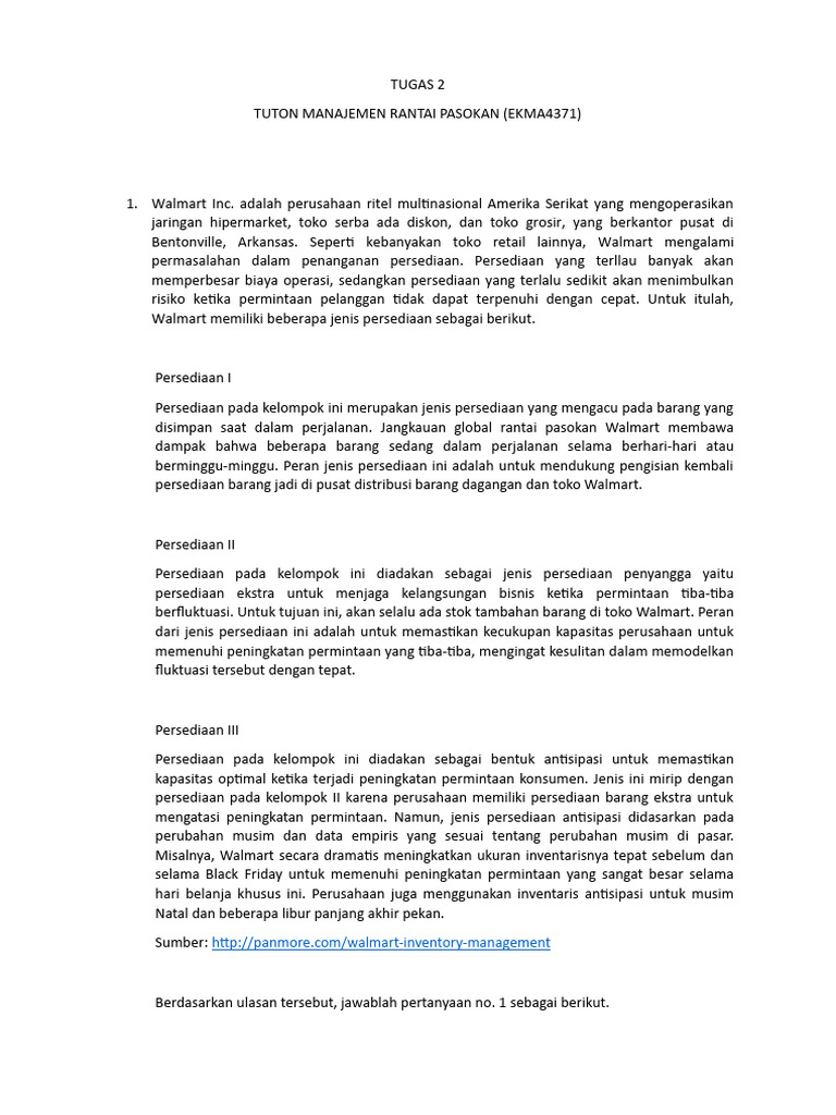 TUGAS 2 MANAJEMEN RANTAI pASOKAN | PDF