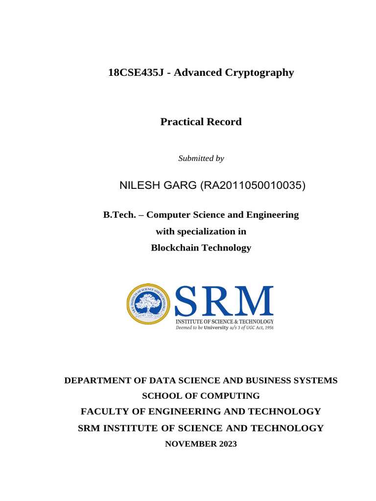 Nilesh Crypto Lab | PDF | Cipher | Cryptography