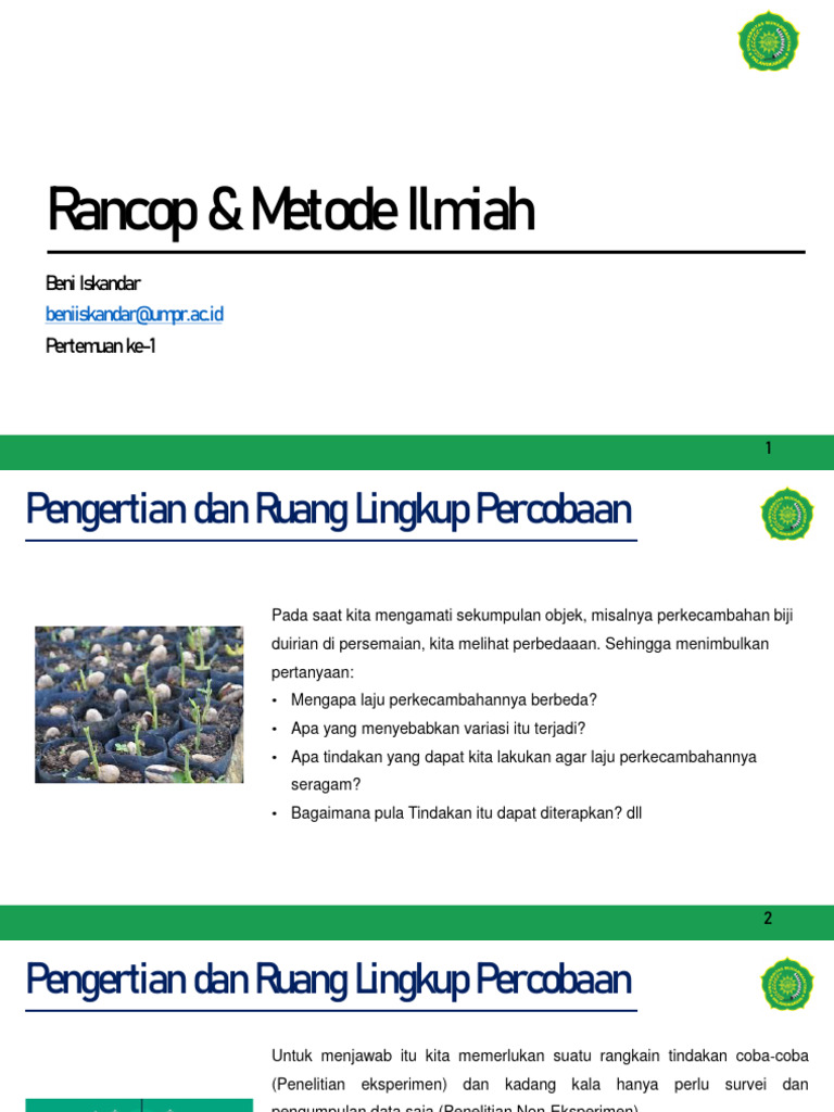 Rancangan & Metode Ilmiah | PDF