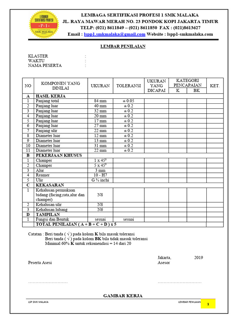Format Penilaian Ujikom 2019 LSP | PDF