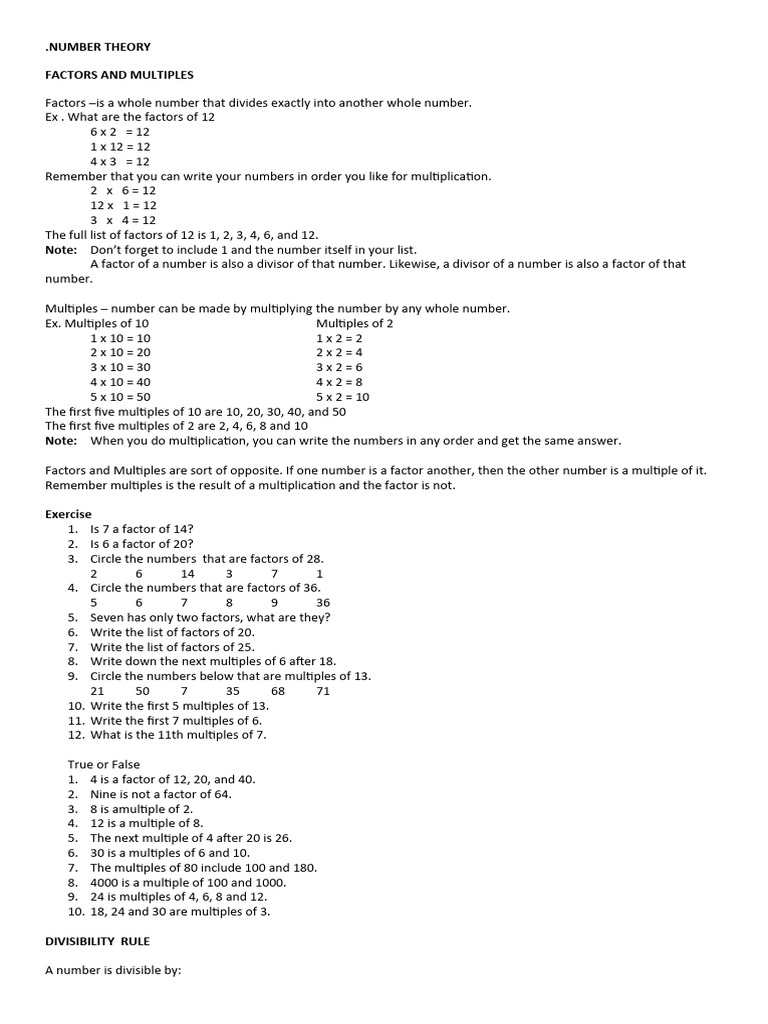 Number Theory | PDF | Arithmetic | Elementary Mathematics