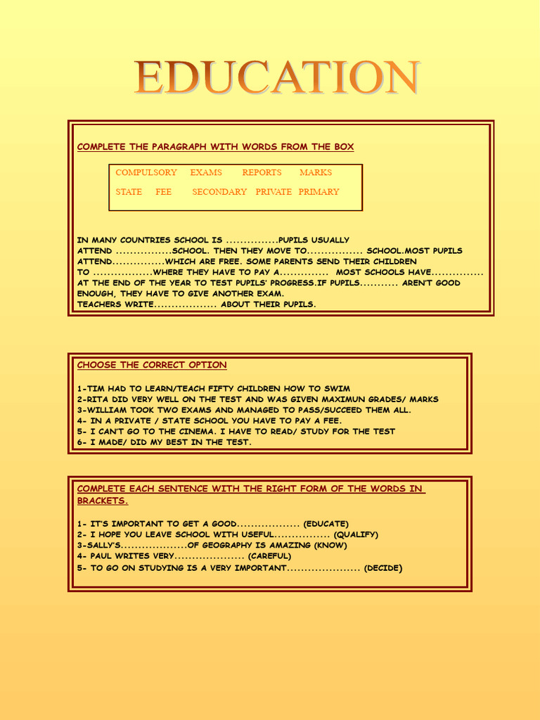 Education Worksheets | PDF