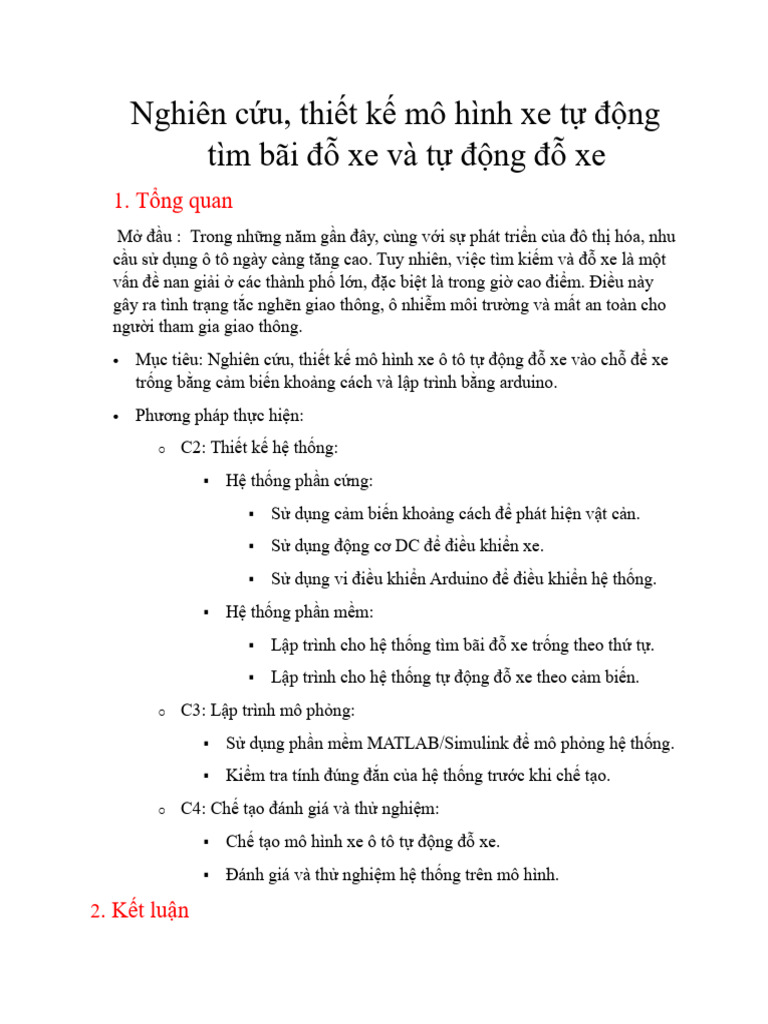 Nghiên Cứu, Thiết Kế Mô Hình Xe Tự Động Tìm Bãi Đỗ Xe Và Tự Động Đỗ Xe ...