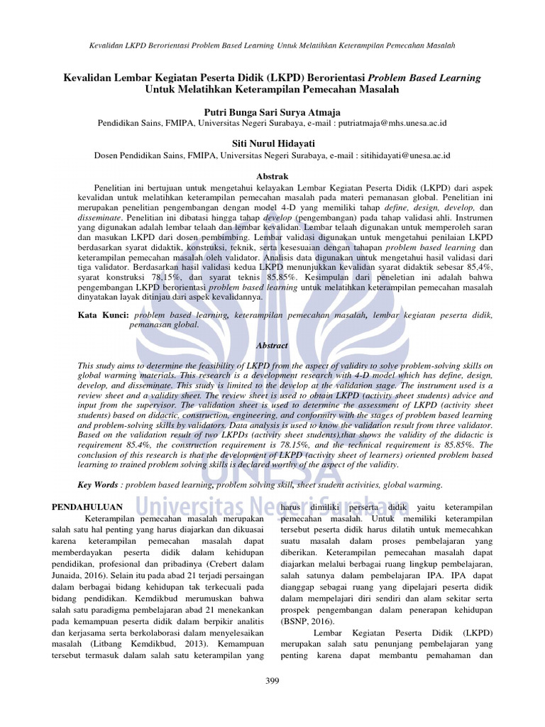 Kevalidan Lkpd Problem Based Learning Pdf 0962