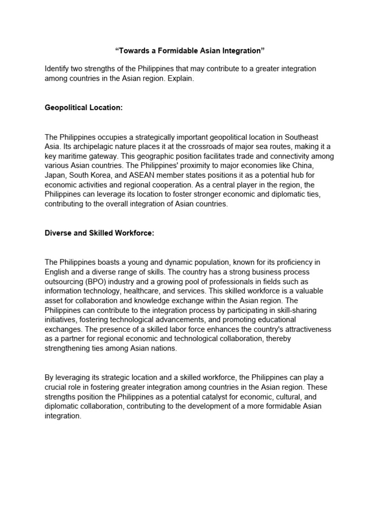 Towards A Formidable Asian Integration | PDF