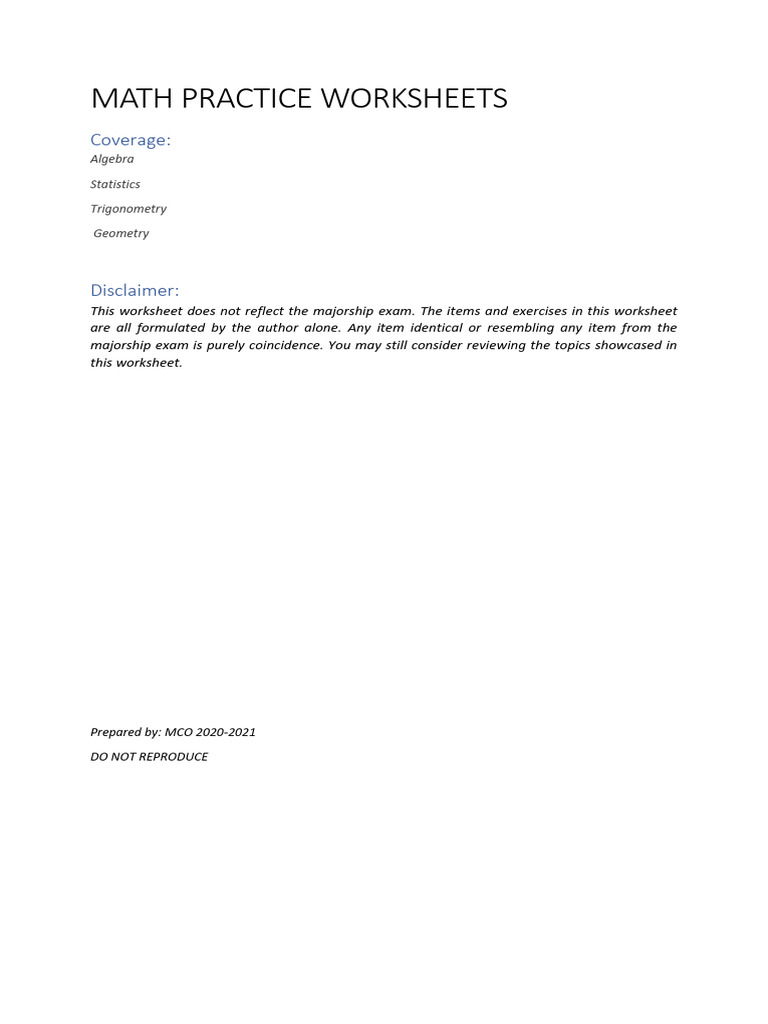 Math Practice Worksheets | PDF | Triangle | Rectangle