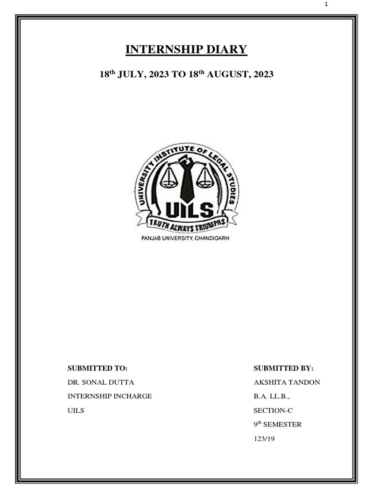 Internship Diary: 18 JULY, 2023 TO 18 AUGUST, 2023 | PDF | Judgment ...
