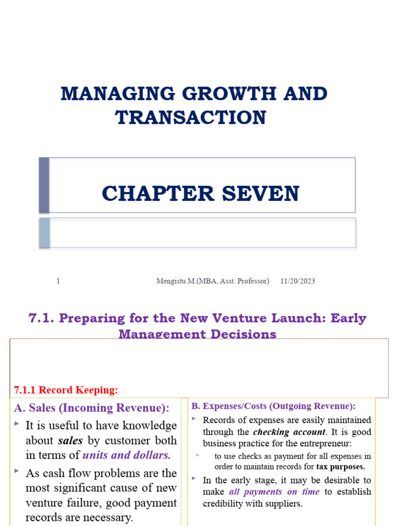 CHAPTER - 7 Managing Growth and Transaction | PDF | Mergers And Acquisitions | Entrepreneurship