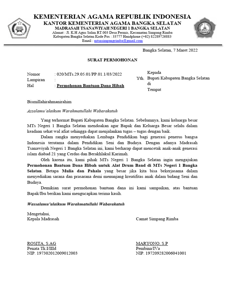 Proposal Permohonan Dana Drum Band | PDF | Kesehatan Holistik