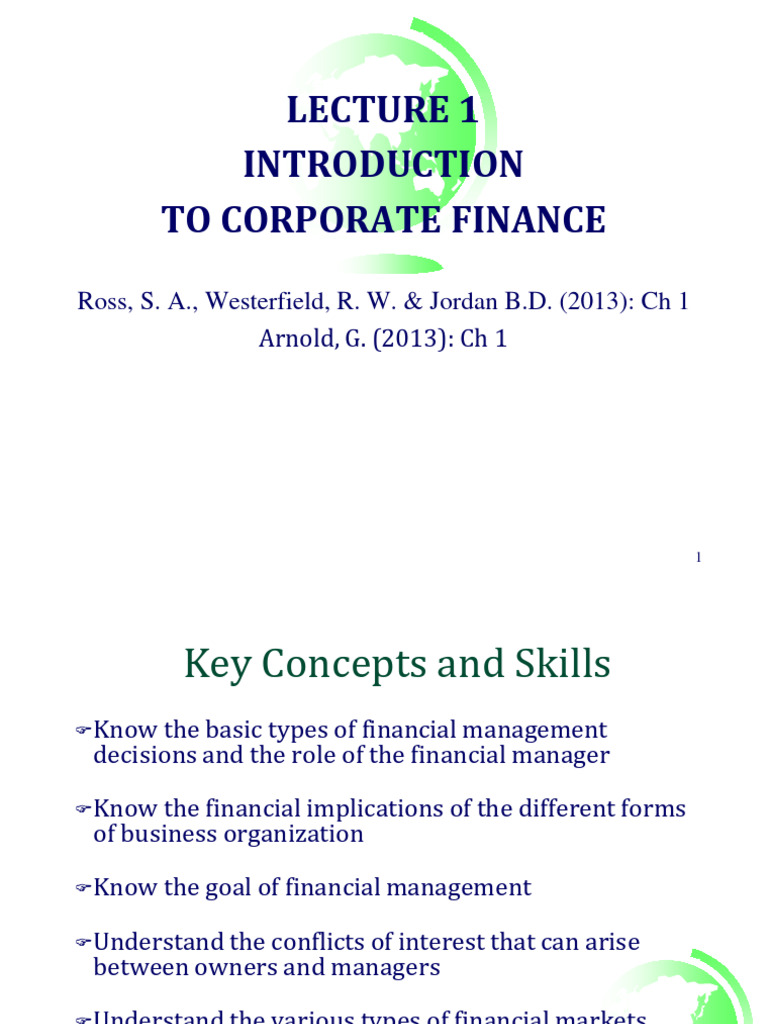 CF Lecture 1 Introduction v1 | PDF | Financial Markets | Securities (Finance)