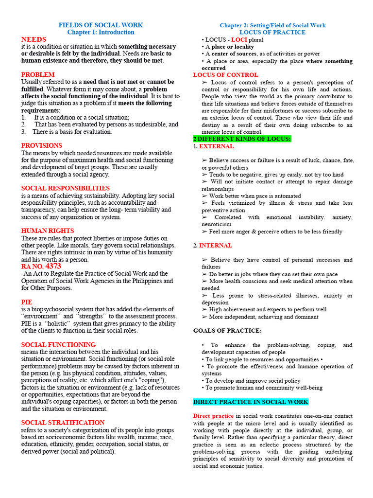Overview of Social Work Fields | PDF | Social Work | Agriculture